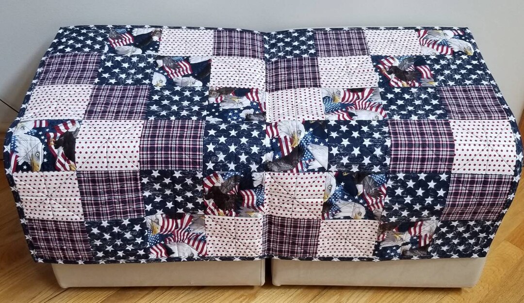 28.5 X 36.5 Americana Quilted Table Topper, Runner, Modern. 100% Quilt ...