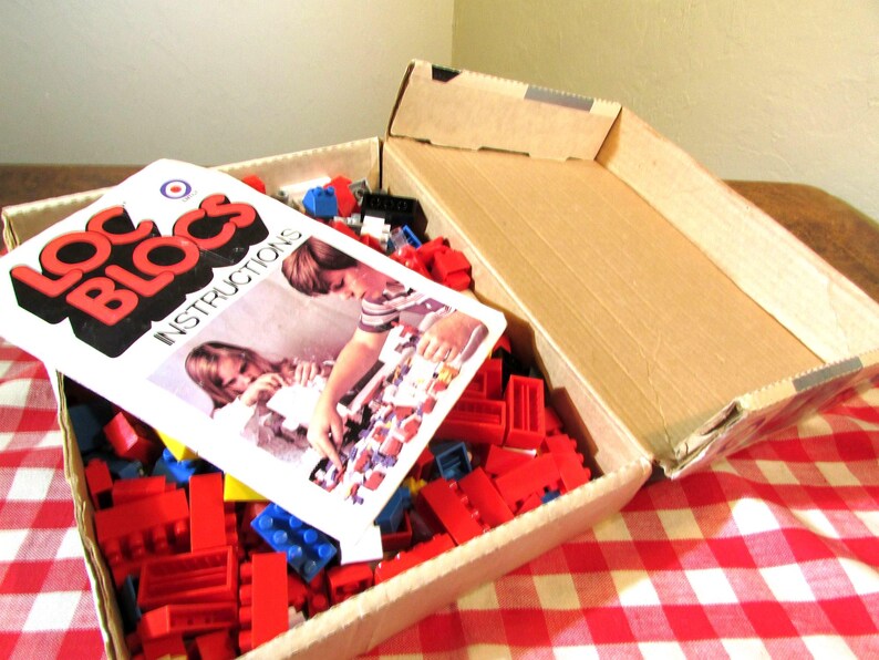 Set of Loc Bloc 250 Building Blocks, 1970s Toy Interlocking Plastic ...