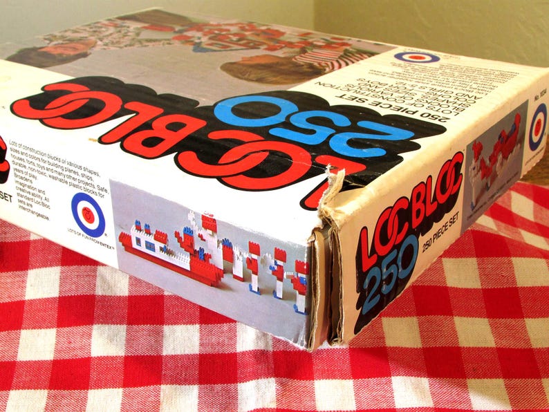 Set of Loc Bloc 250 Building Blocks, 1970s Toy Interlocking Plastic ...