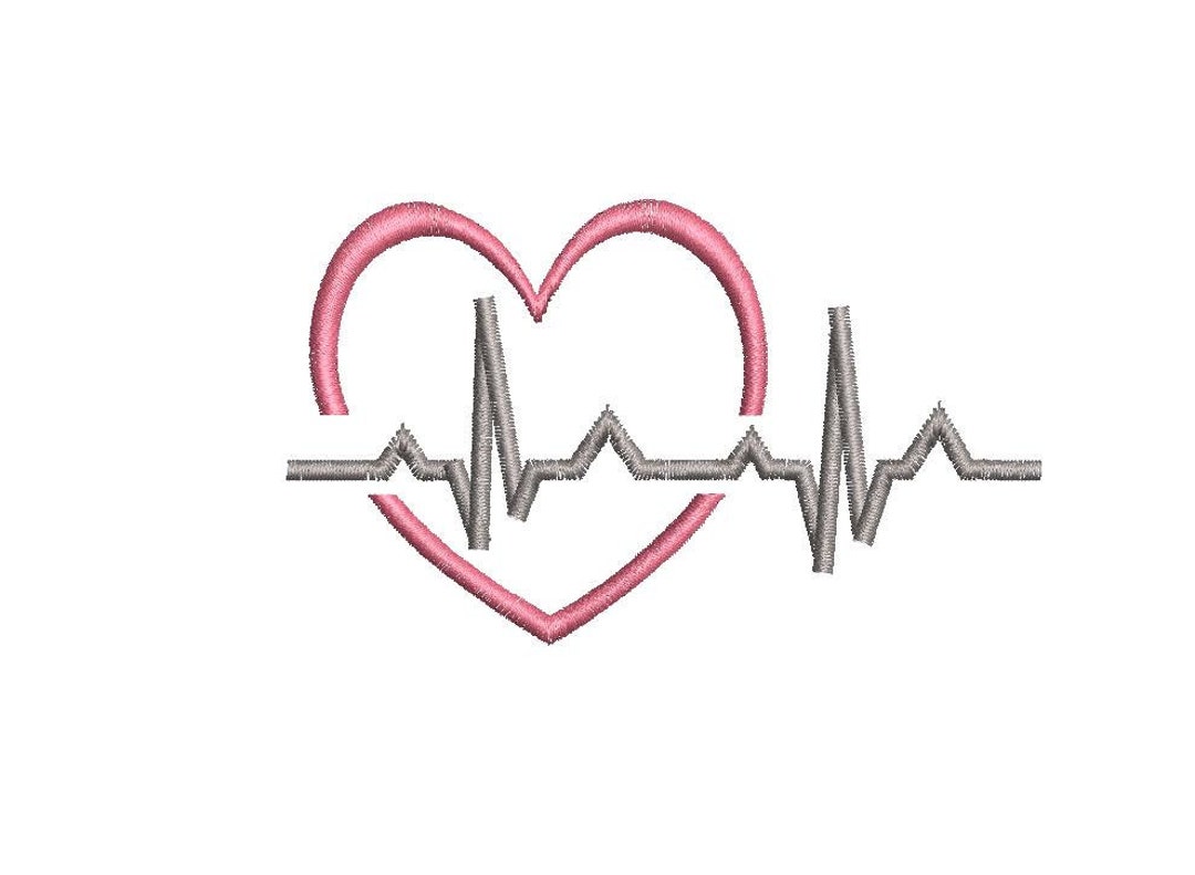 Embroidery Design for Nurses - Heart With Heartbeat - Etsy