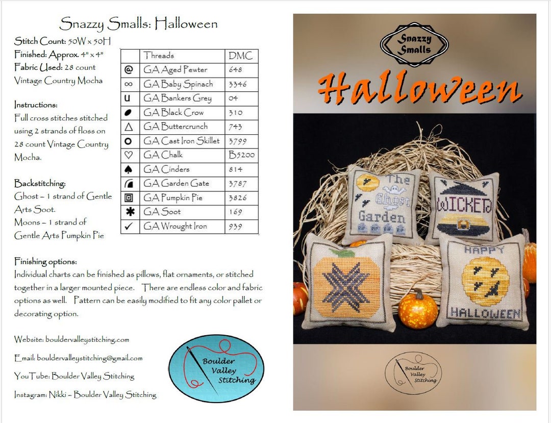 Snazzy Smalls: Halloween - Cross Stitch Pattern by Boulder Valley ...