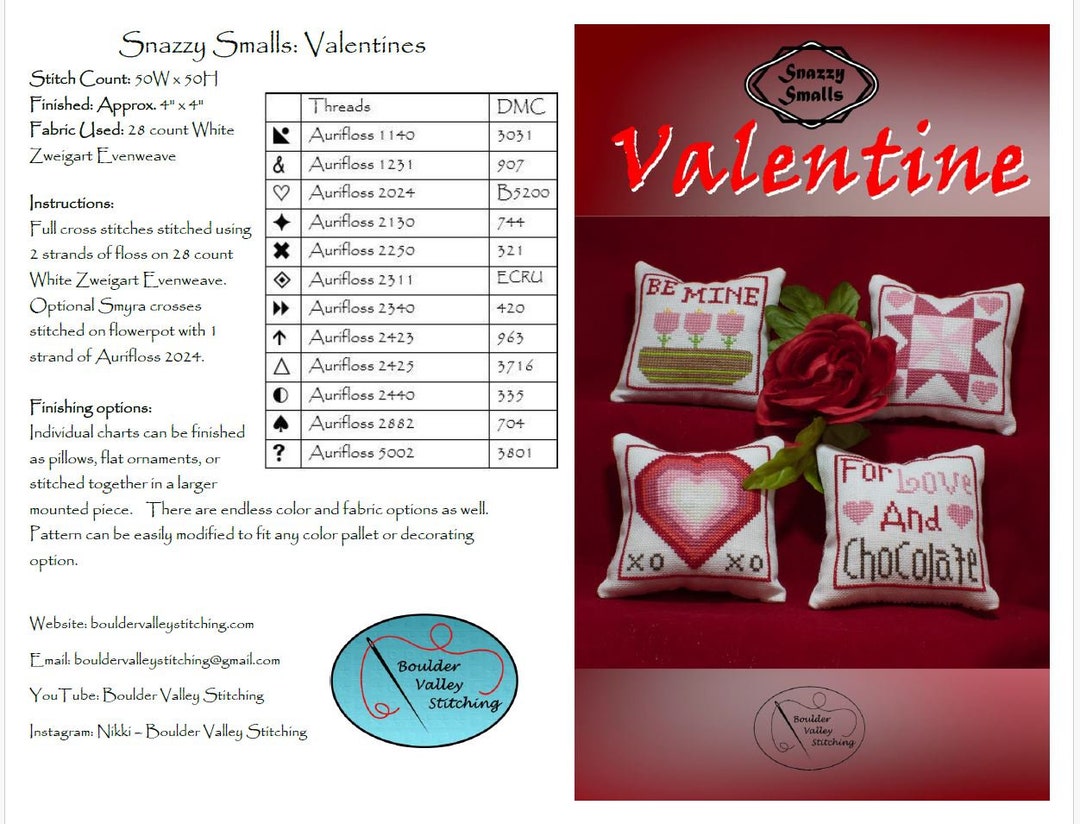 Snazzy Smalls: Valentines - Cross Stitch Pattern by Boulder Valley ...
