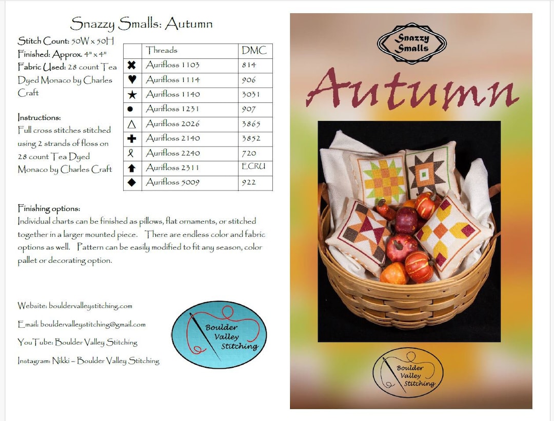 Snazzy Smalls: Autumn - Cross Stitch Pattern by Boulder Valley ...