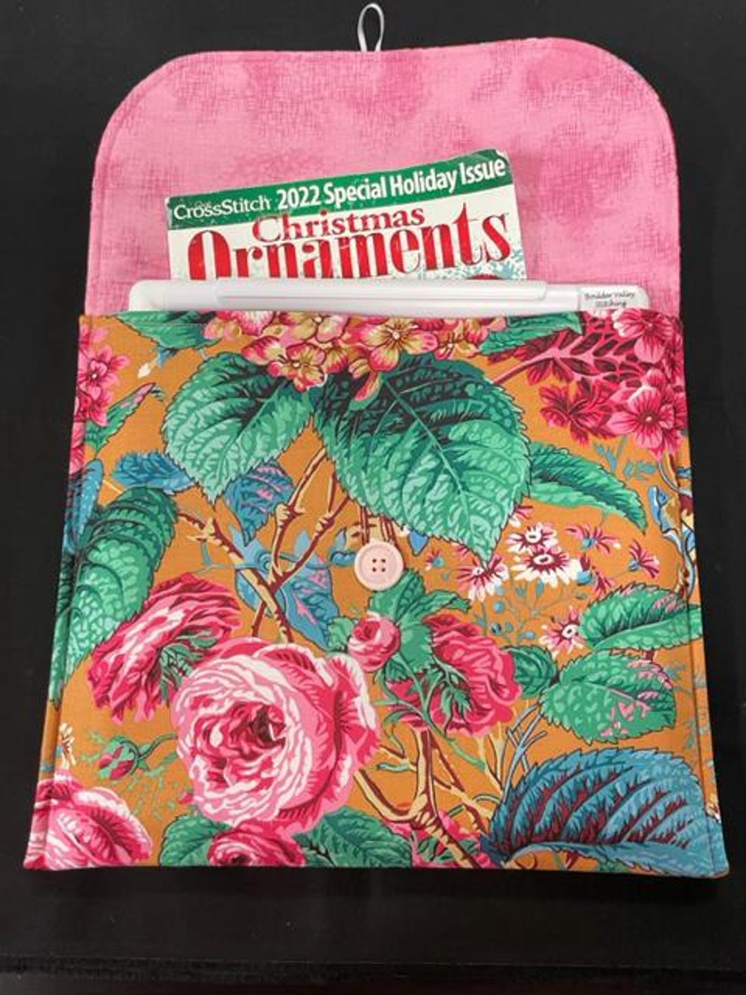 Handmade Modern and Beautiful Kaffe Fassett Large Pink Floral on Tan ...