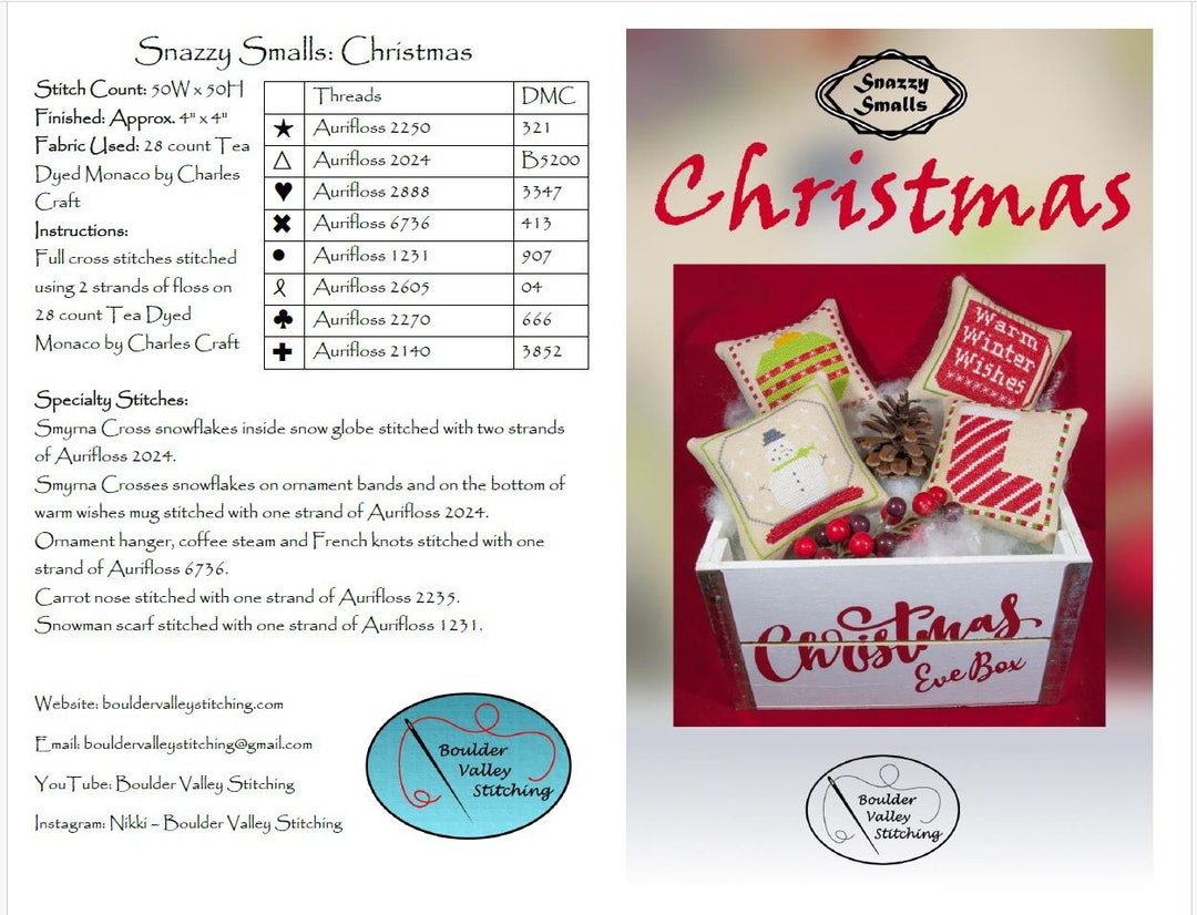 Snazzy Smalls: Christmas - Cross Stitch Pattern by Boulder Valley ...