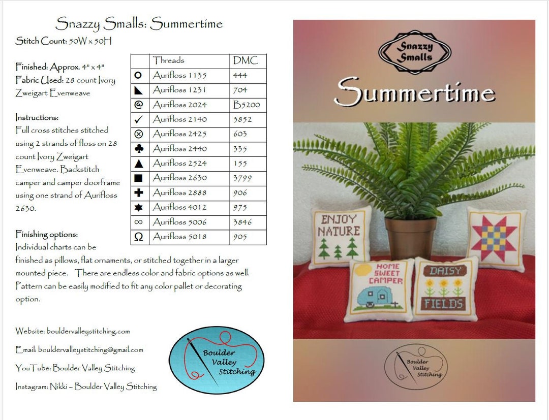 Snazzy Smalls: Summertime - Cross Stitch Pattern by Boulder Valley ...