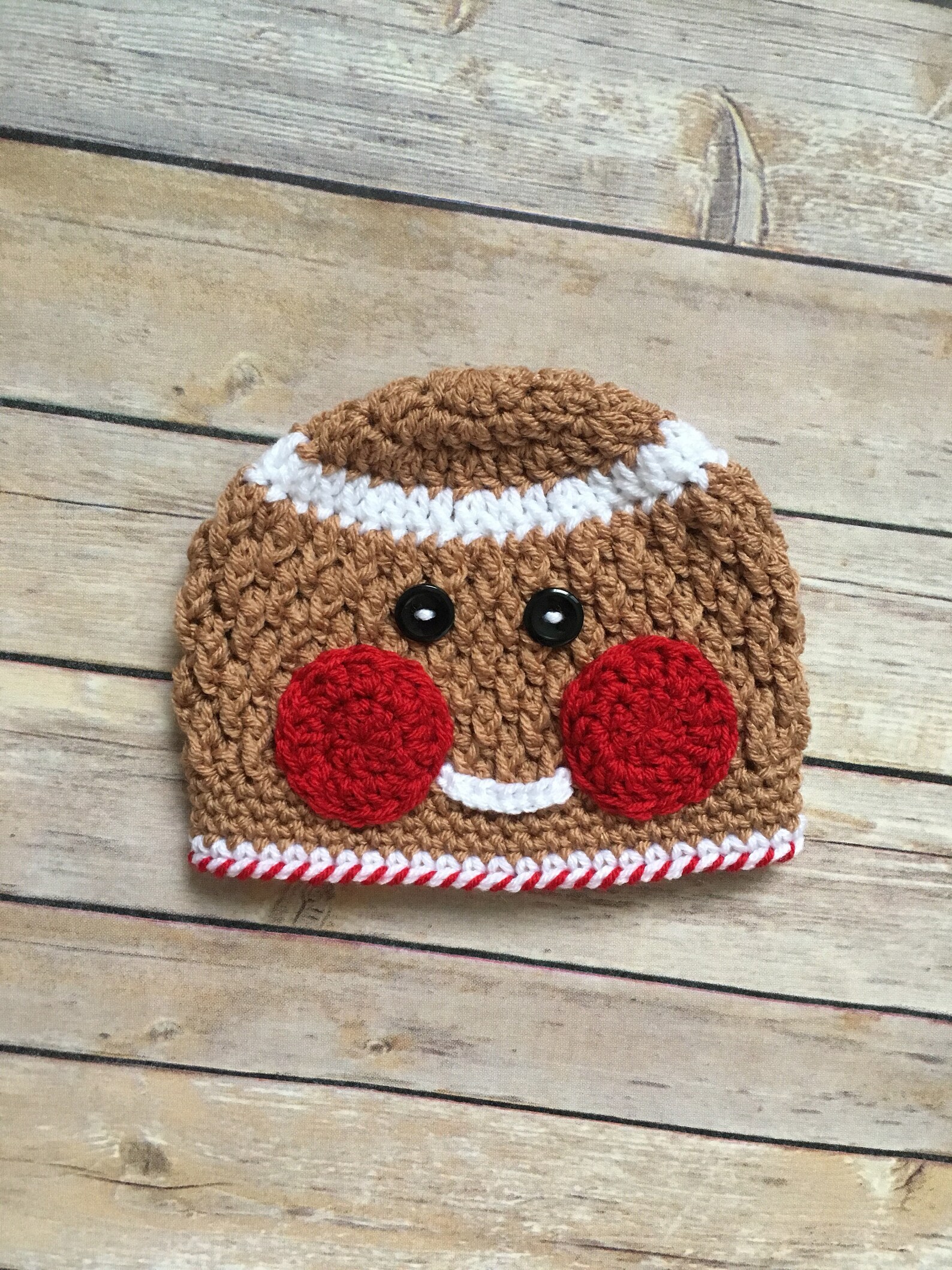 Gingerbread Crochet Hat - Handmade Hat - Beanie - Toddler Hat - Baby ...