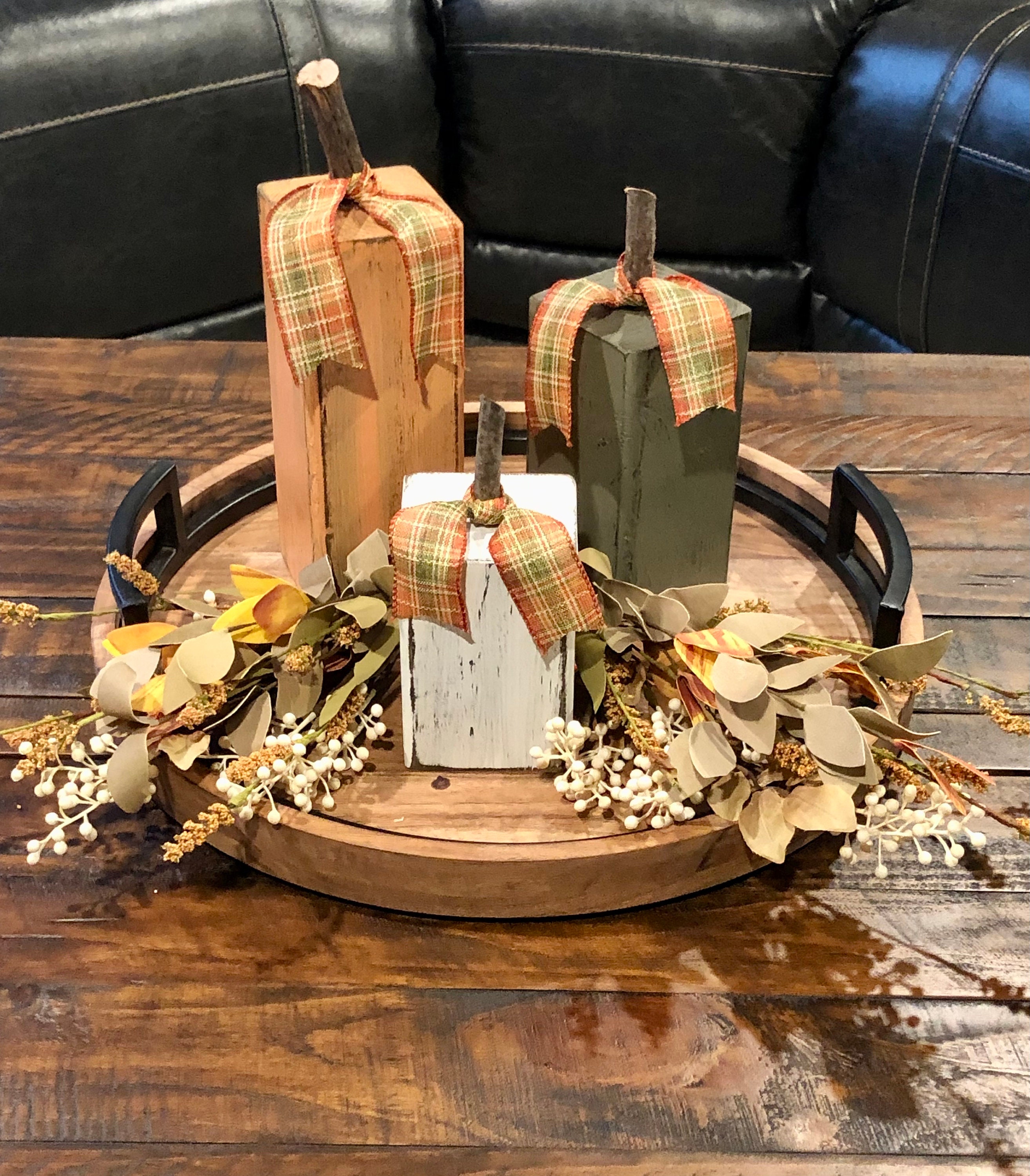 Set of Three Painted Wood Pumpkins Fun Fall Pumpkins Fall - Etsy