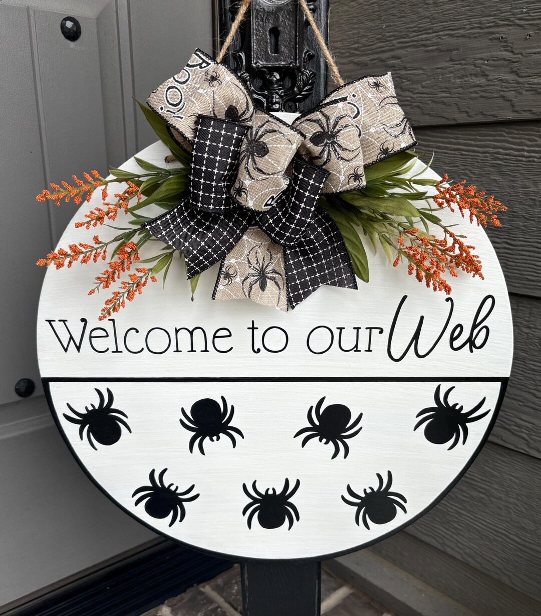 Welcome to Our Web Sign, Halloween Welcome Sign, Welcome Door Hanger ...