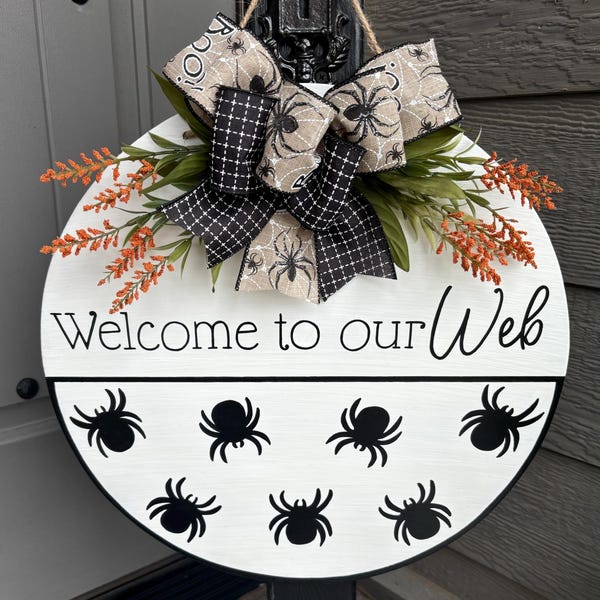 Halloween Sign, Halloween Welcome Sign, Welcome Door Hanger, Skelton ...