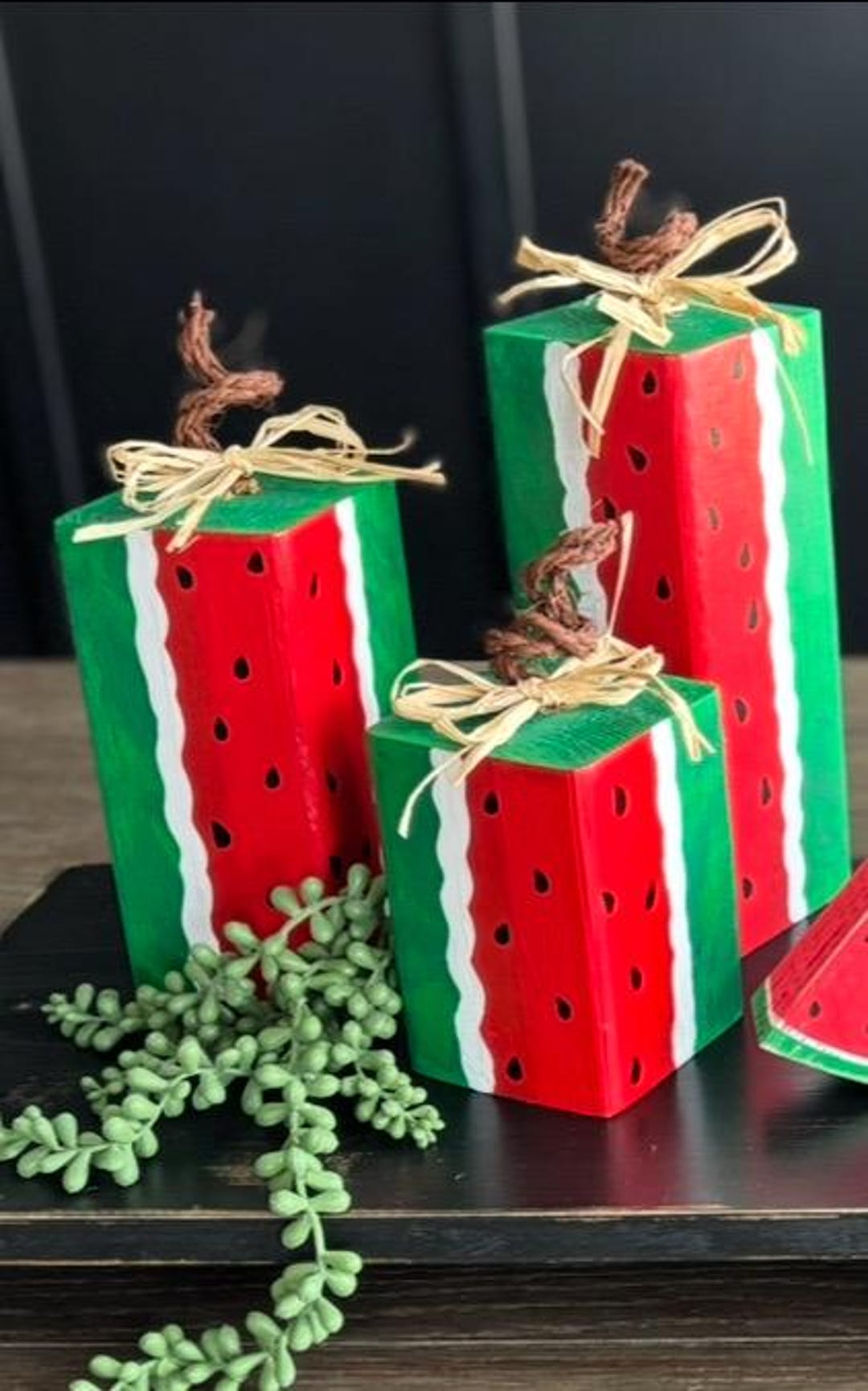 Decorative Summer Watermelon Blocks, Summer Decor, Watermelon Decor - Etsy