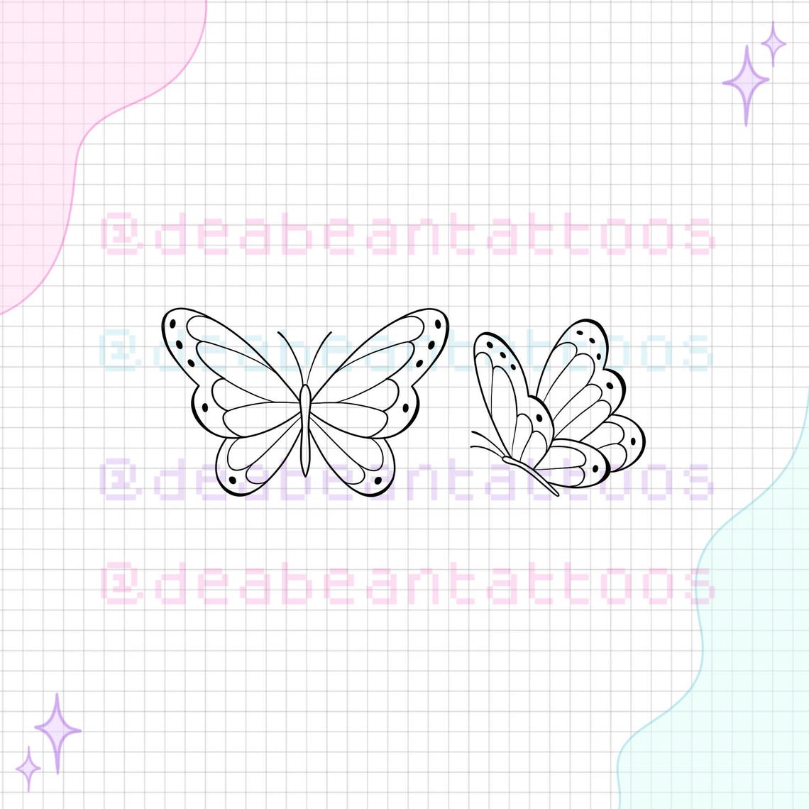 Tattoo Flash: Matching Butterfly Fineline Tattoo | Tattoo Ticket - Etsy