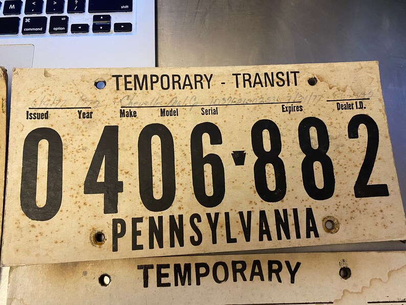 5 Vintage Pa Temporary License Plates . Vintage Pennsylvania - Etsy Canada