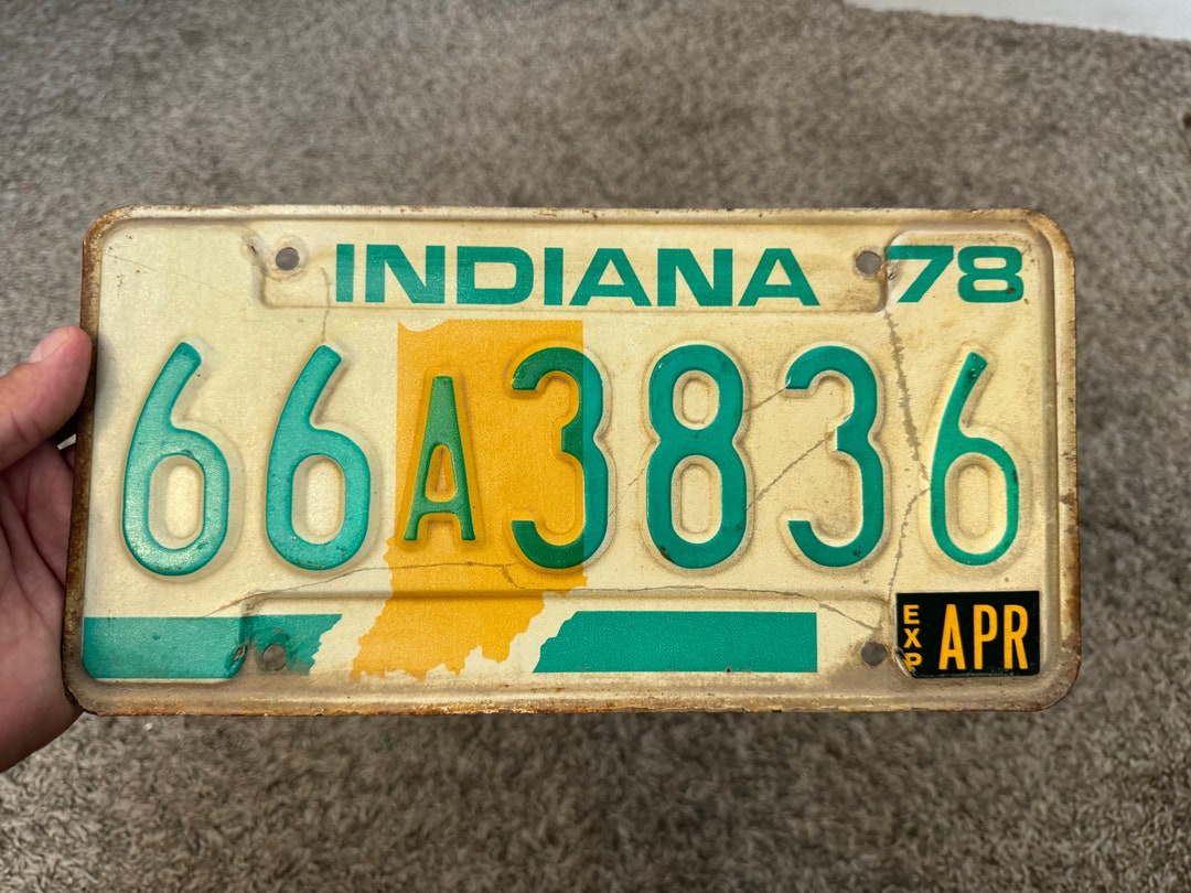 Indiana Vintage License Plate. Vintage License Plate. Vintage Car Tag ...
