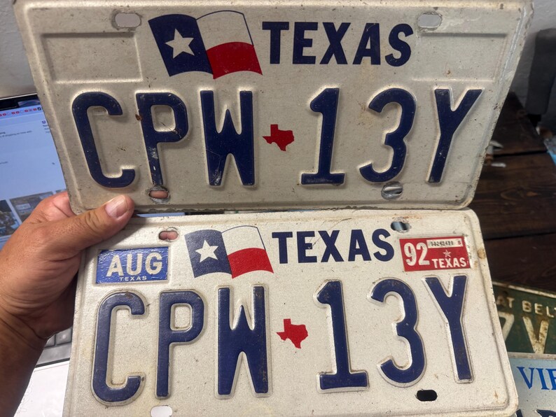 Vintage Texas License Plate Pair . Texas License Plate Set . Vintage ...