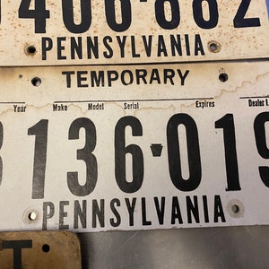 5 Vintage Pa Temporary License Plates . Vintage Pennsylvania Temporary ...