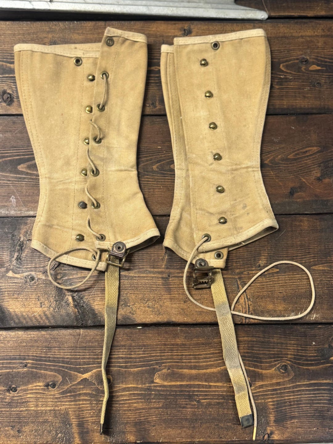 Original WWII Canvas Spats With Soldier Name Inside. Boot Leggings , Vintage Military Spats ...