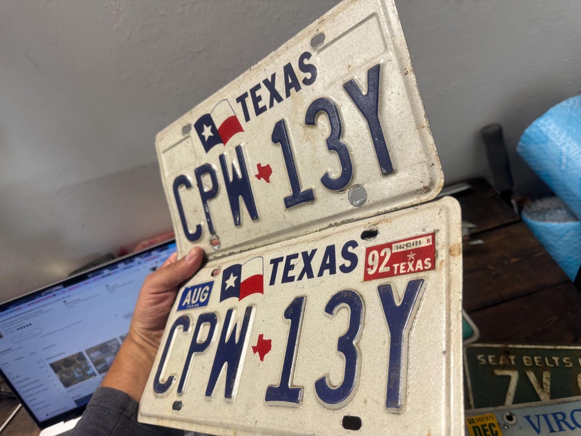 Vintage Texas License Plate Pair . Texas License Plate Set . Vintage ...
