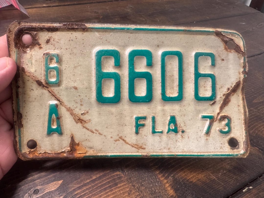 Vintage Florida Motorcycle License Plate . Vintage Motorcycle License ...