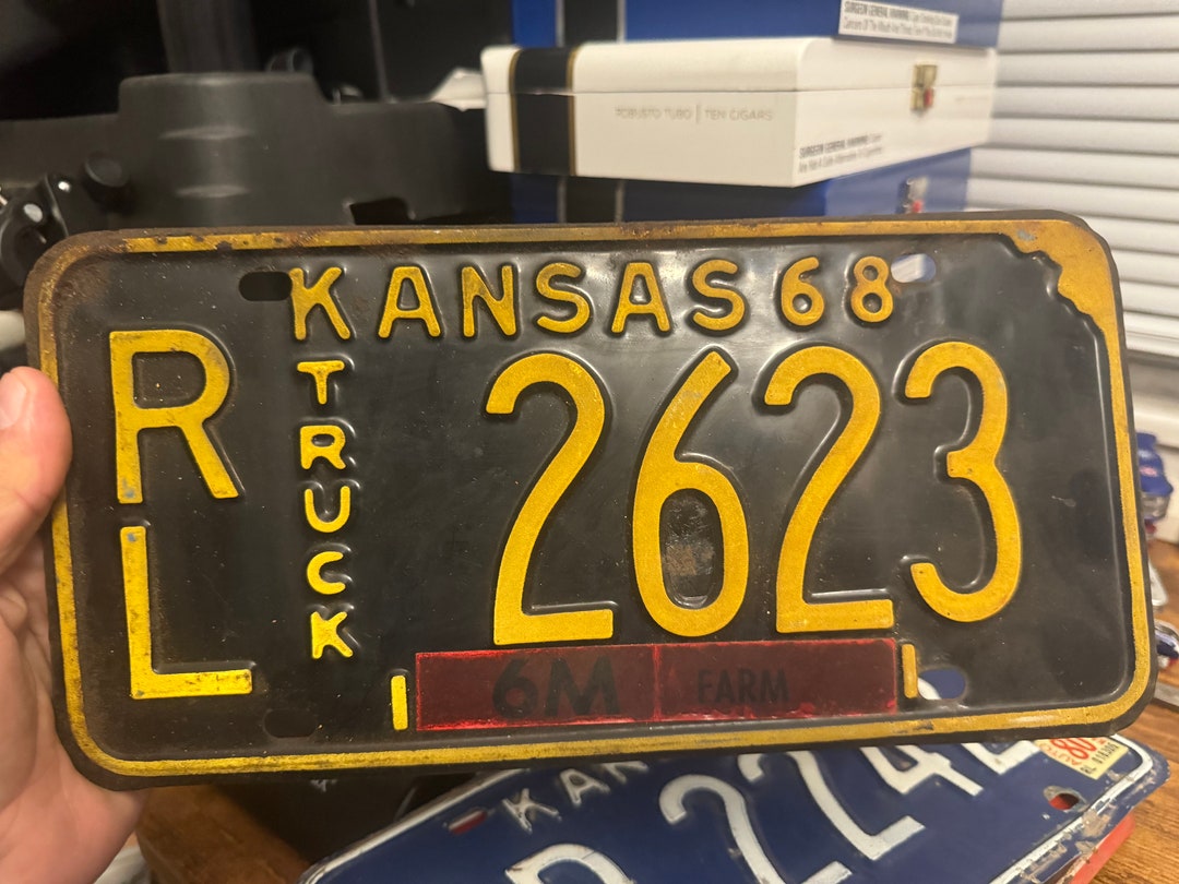 1968 Kansas Truck Farm License Plate . Vintage Farm Kansas Truck Tag - Etsy
