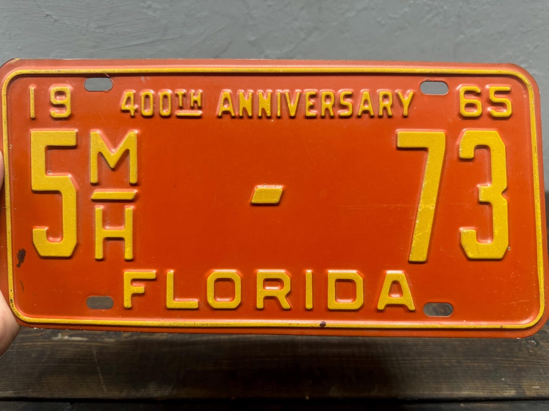 400th Anniversary 1965 Florida License Plate in Great Condition ...