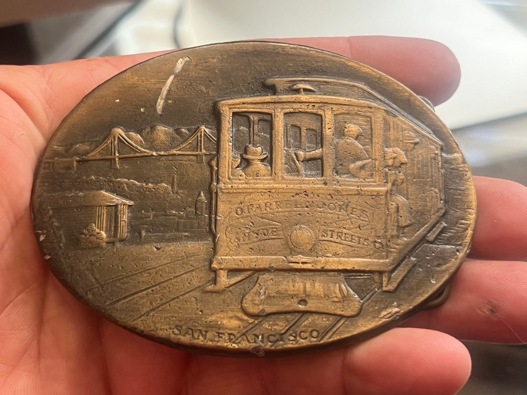 Vintage San Francisco Trolley Belt Buckle - Etsy