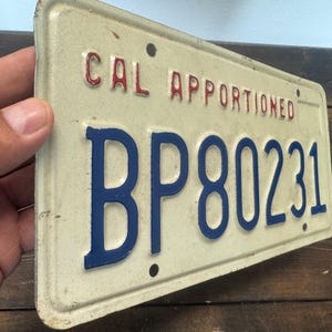 Vintage California License Plate “cal Apportioned” . Vintage License ...