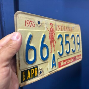 1976 Indians License Plate “heritage State”. Vintage Indiana License ...
