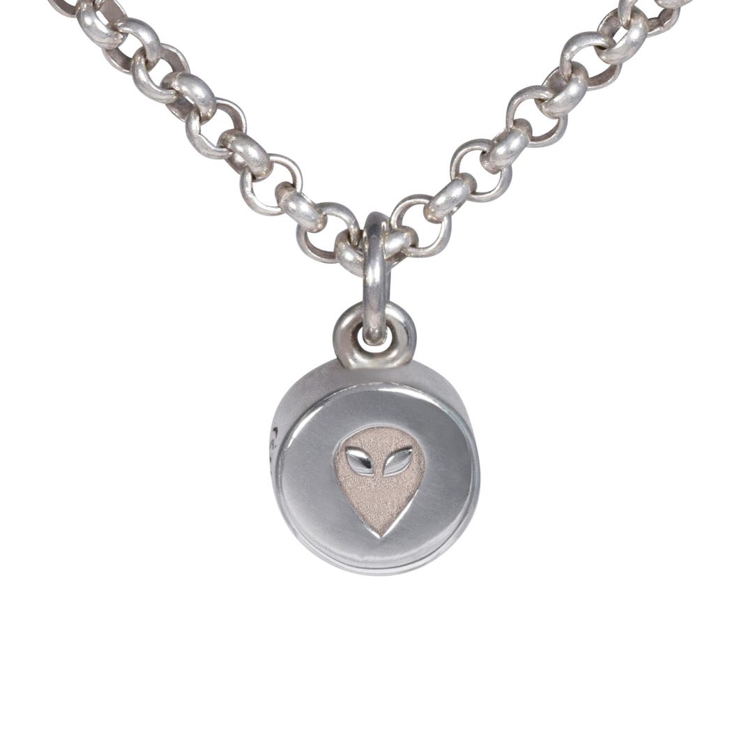 Silver “alien” Pendant • Rave Style Necklace • Clubbing Jewelry ...