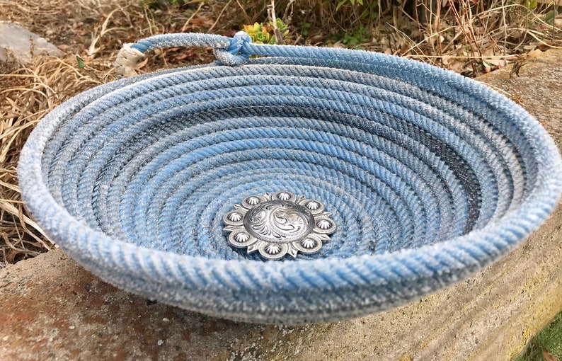 Cowboy Lariat Rope Basket. Beautiful Blue Color With a Silver Concho in ...