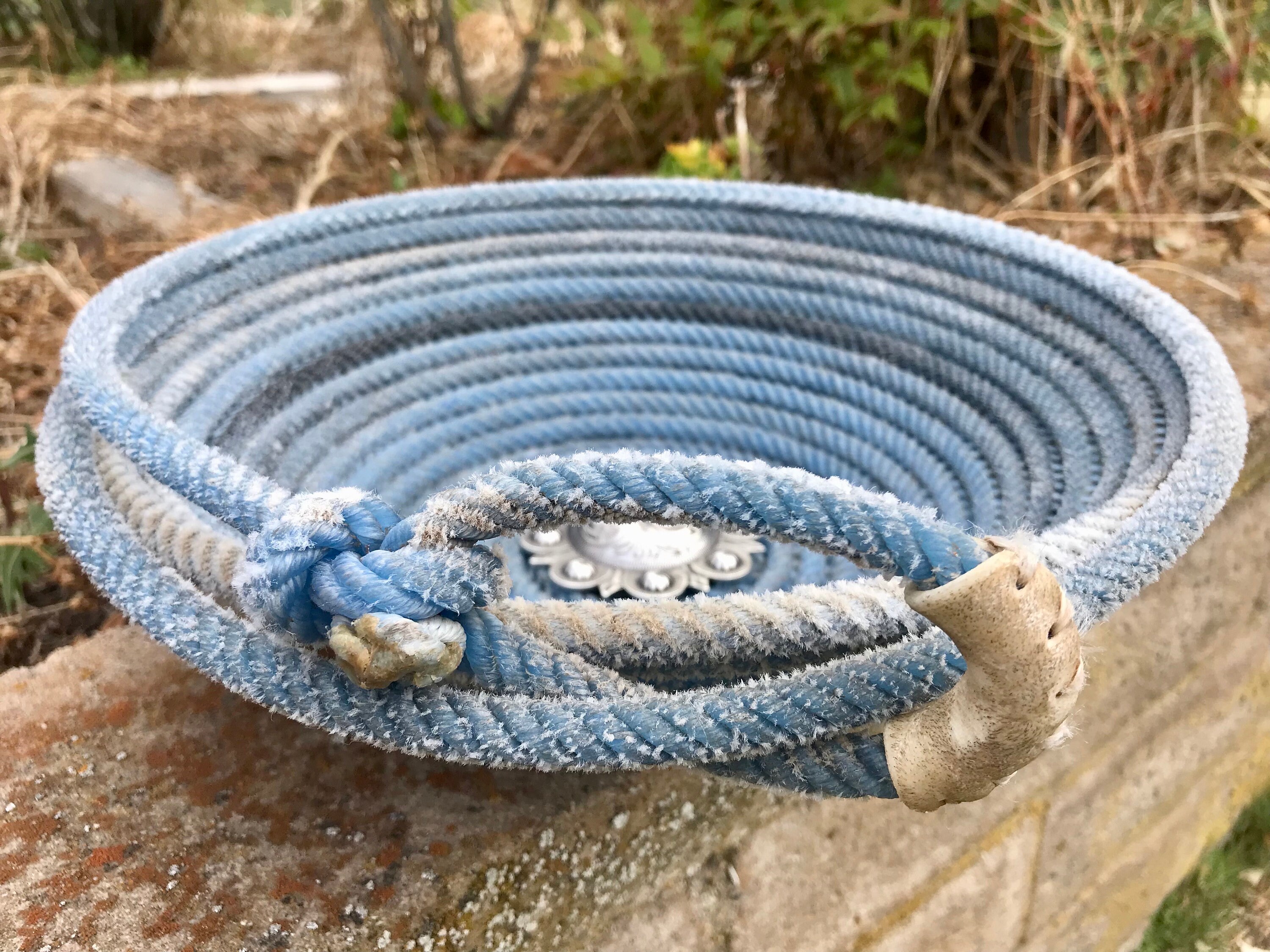Cowboy Lariat Rope Basket. Beautiful Blue Color With a Silver Concho in ...