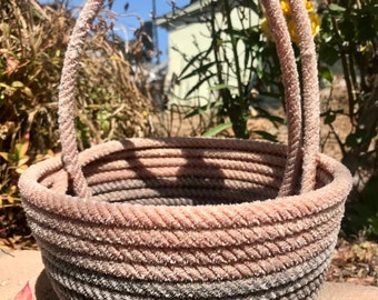 Cowboy Latiat, Ranch Rope Basket, Yellow Highlights Handmade, One of a ...