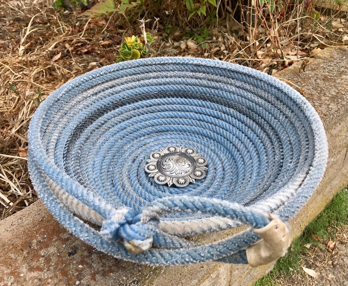 Cowboy Lariat Rope Basket. Beautiful Blue Color With a Silver Concho in ...