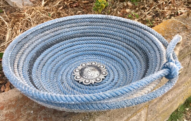 Cowboy Lariat Rope Basket. Beautiful Blue Color With a Silver Concho in ...