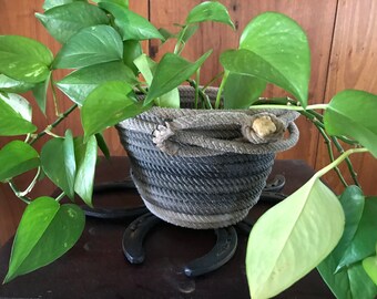 Cowboy Latiat, Ranch Rope Basket, Yellow Highlights Handmade, One of a ...