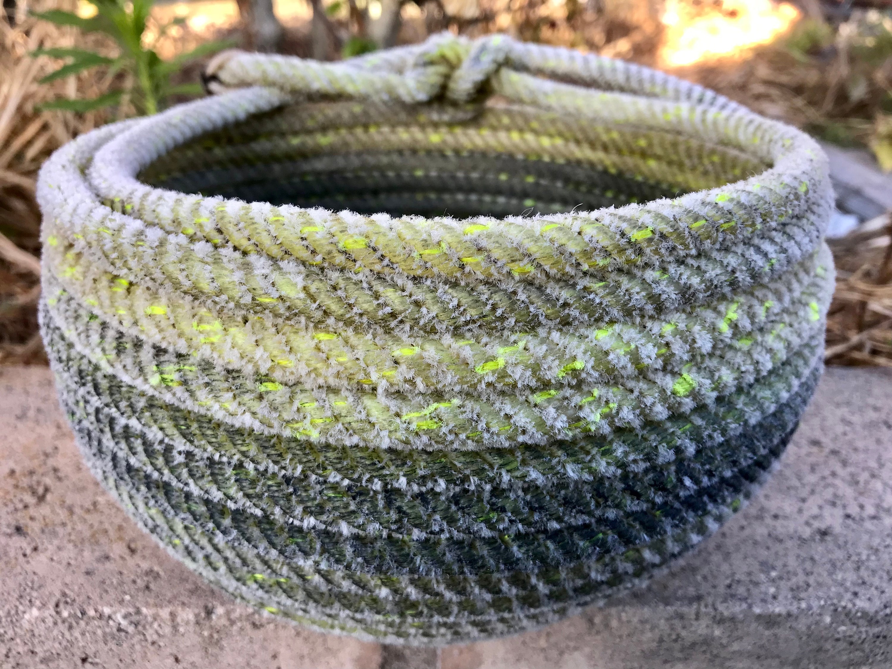 Cowboy Latiat, Ranch Rope Basket, Yellow Highlights Handmade, One of a ...