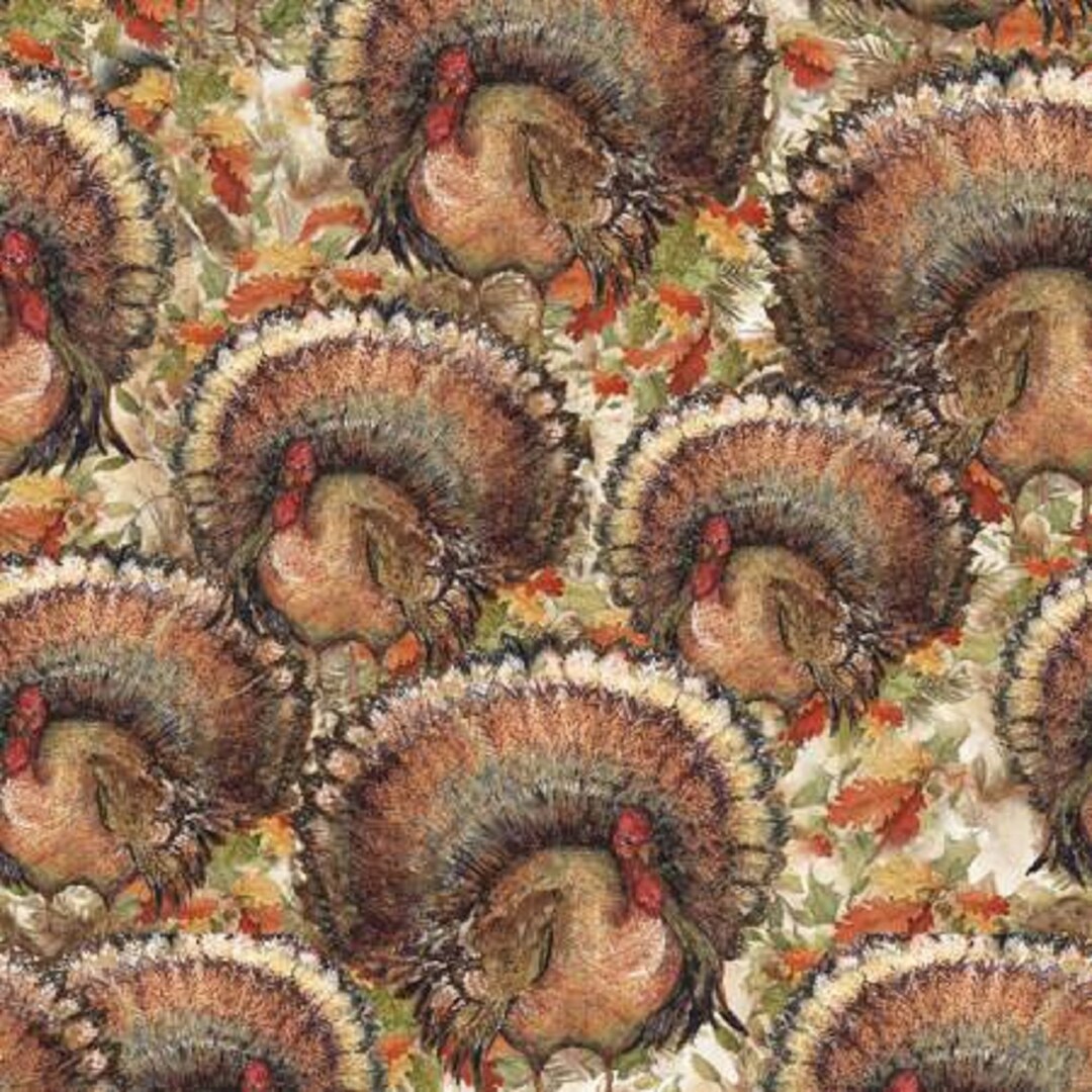 Harvest Fanned Turkey - Quilting Fabric - Fall - Thanksgiving - Etsy