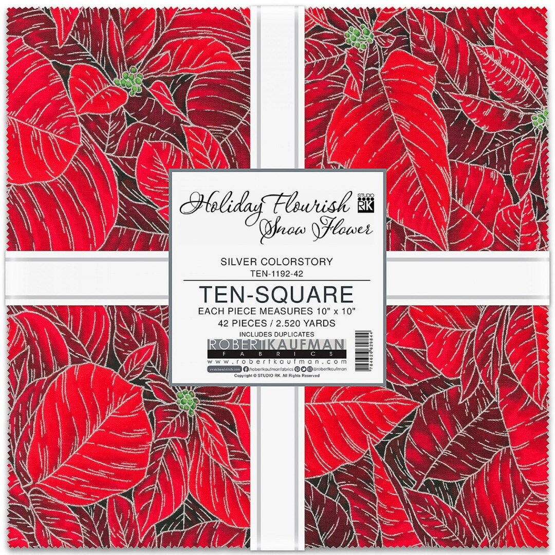10in Squares Holiday Flourish Snow Flower Silver Colorstory 42pcs - Etsy