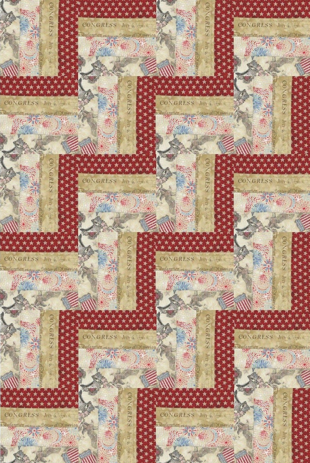 Rail Fence Quit Kit Colors of Courage Cream Makes a 32 X 48 Quilt Top ...