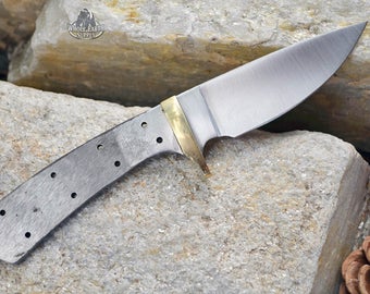 Knife Blank CUSTOM Drop Point Blade Knives Guard W/brass Guard | Etsy
