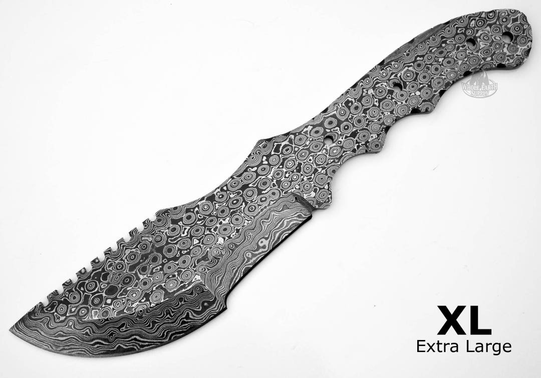 Knife Blank EXTRA LARGE - Raindrop Damascus Tracker Blade Knives Knife ...