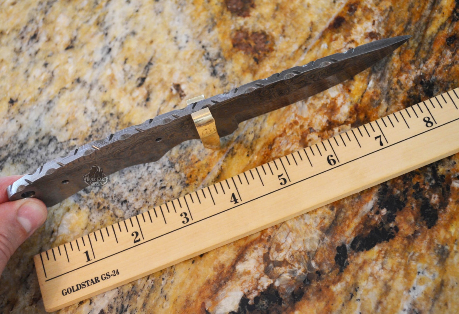Knife Blank Large Drop Point Damascus Blade With Brass Bolster Hunting ...