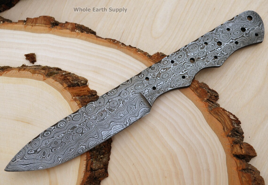 Knife Blank Damascus Blade Drop Point Hunting Skinning Skinner Best ...