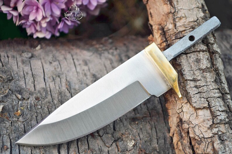 Knife Blank CUSTOM Drop Point Blade Knives Guard W/brass Guard Bolster ...