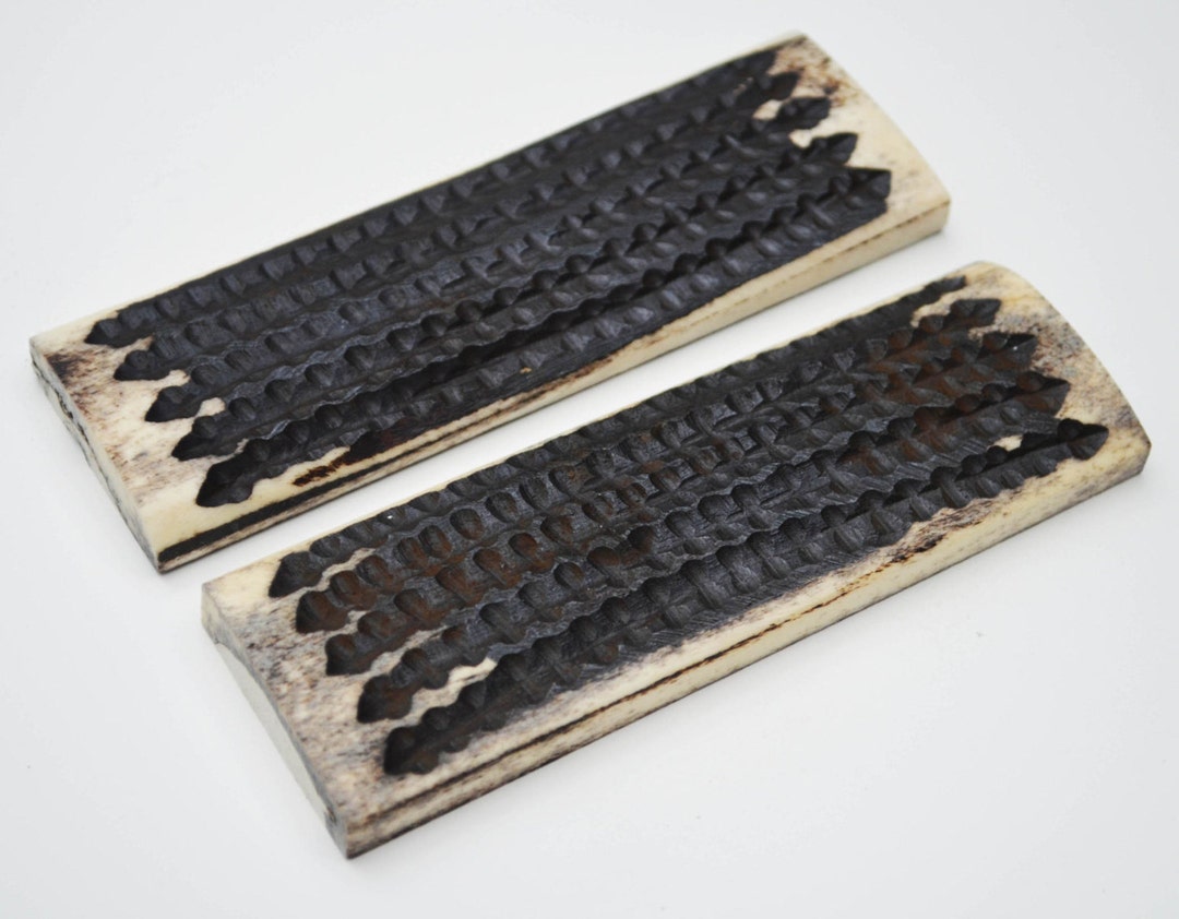 5 Inch Black & White Bone Jigged Stag Scales Handle Set Pair Handles ...