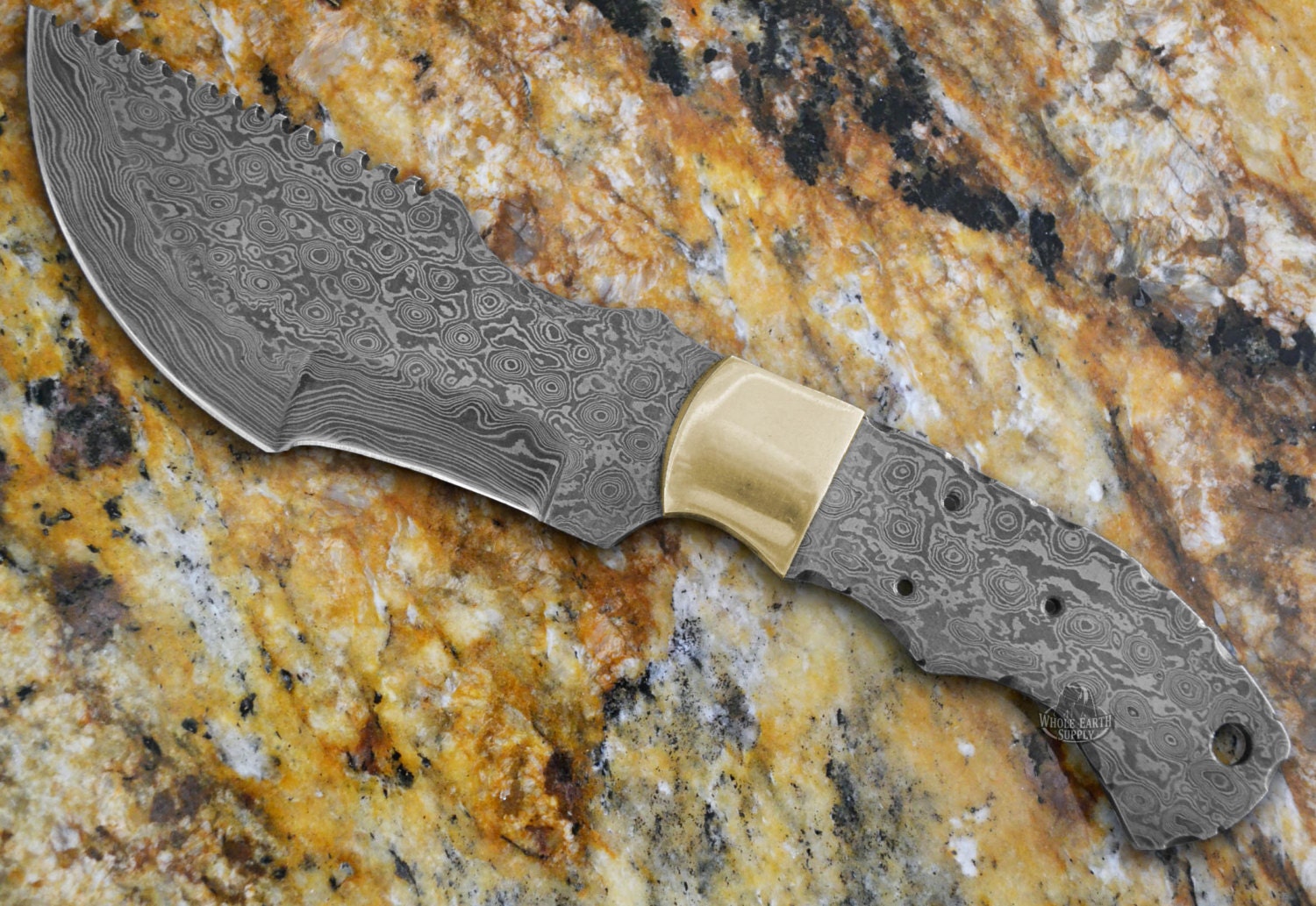 Knife Blank Tracker Damascus Blade With Brass Bolster Hunting - Etsy