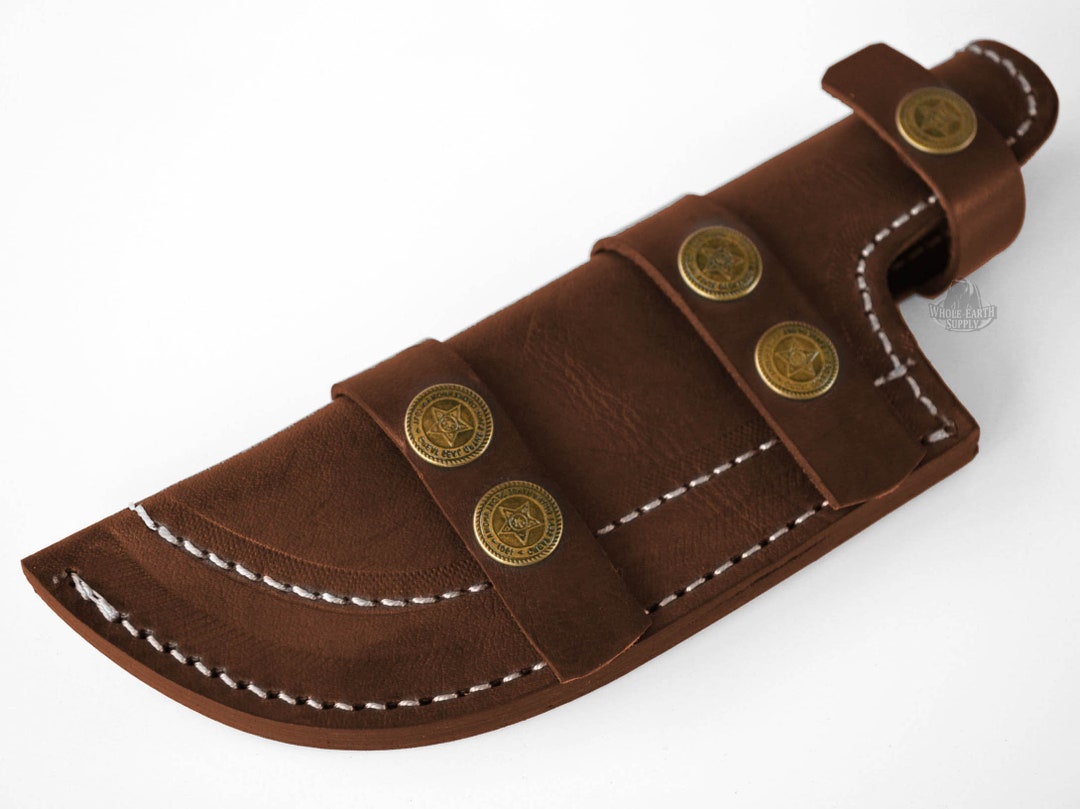 Knife Sheath Large Brown Leather Tracker Fixed Blade Hunting Skinning ...