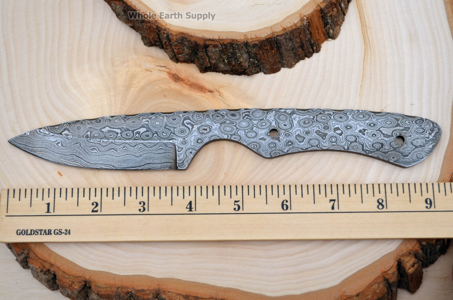 Knife Blank Damascus Finger Groove Skinning Blade Hunting Skinner Steel ...
