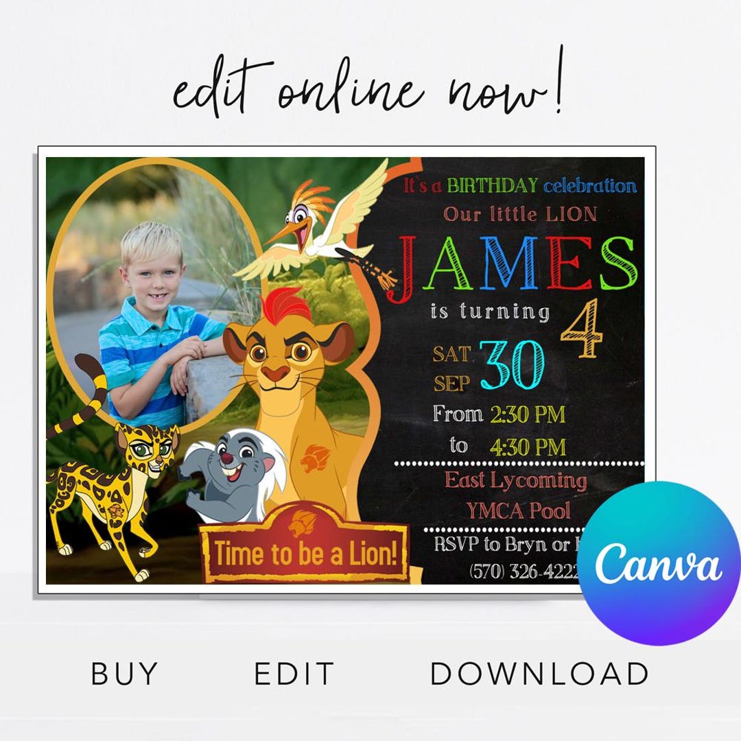 Lion Guard Invitation, Lion Guard Birthday Invitation, Lion Guard Party ...