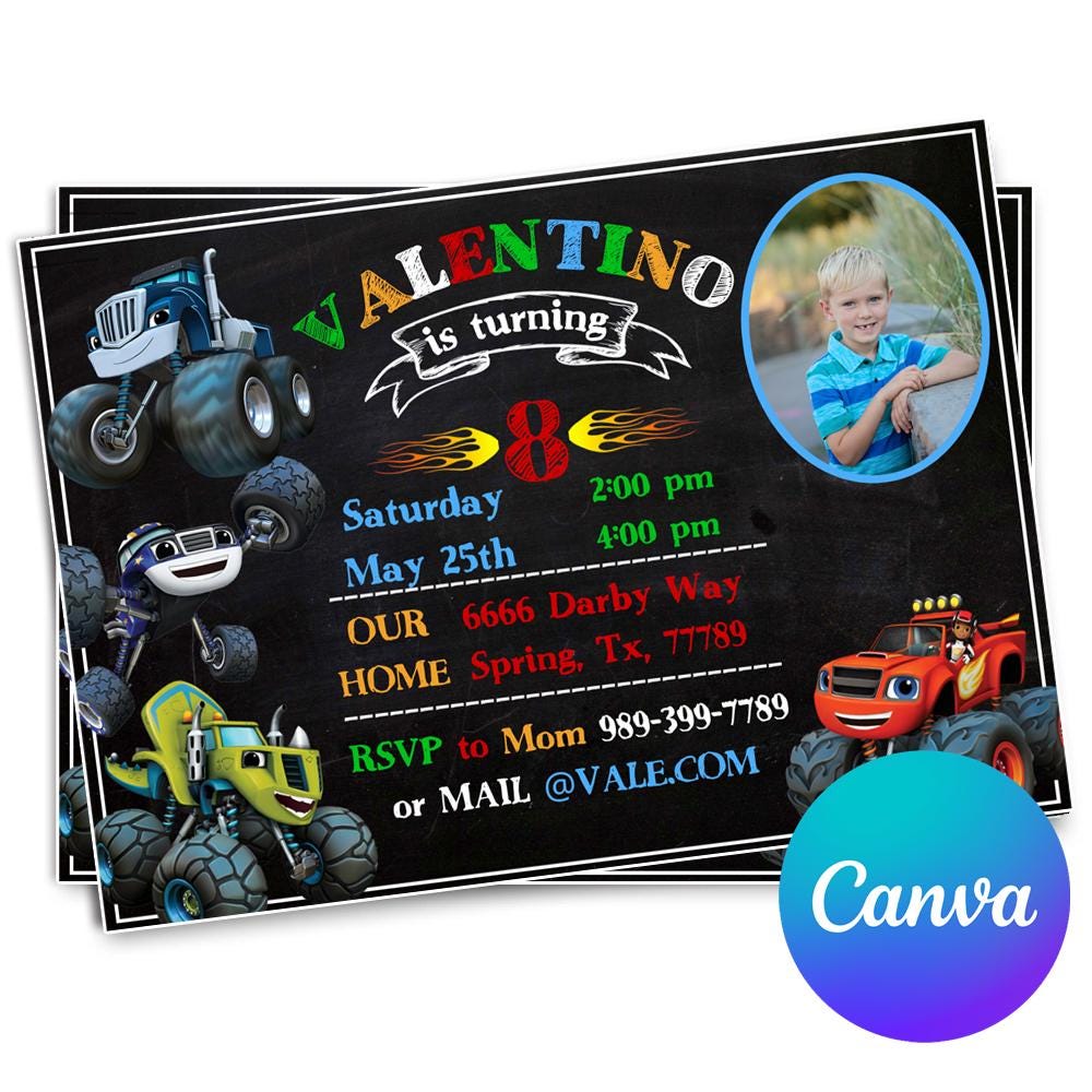 Blaze and the Monster Machine Invitation, Blaze and the Monster Machine ...